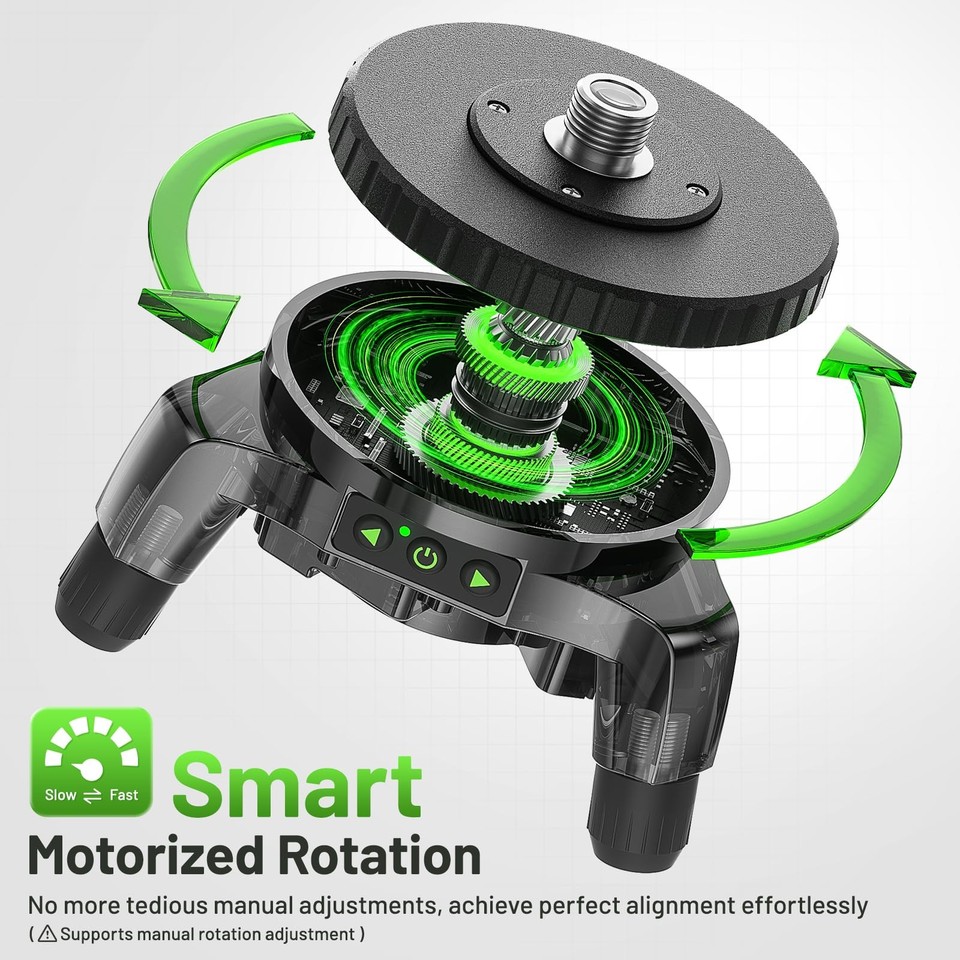 Huepar Electric Rotating Base for Laser Level – Remote Control, Green ...
