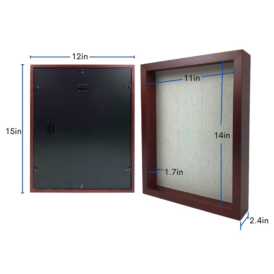 11"x14" Solid Wood Mahogany Display Shadow Box Frame Solid Wood Memory ...