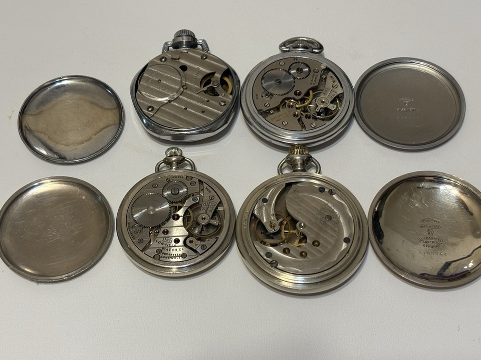 4 pocket watches- Tip Top, Faith, Lonville Extra and the New ERA U.SA ...
