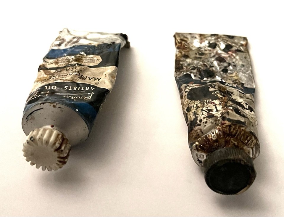 *RARE* Vtg 1/3 Tube Bellini Bocour Manganese Blue Oil Paint + 1/5 Tube ...