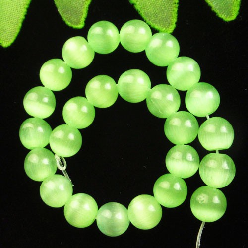 8mm Cyan Cat Eye Gem Loose Bead 7inch H77905 | eBay