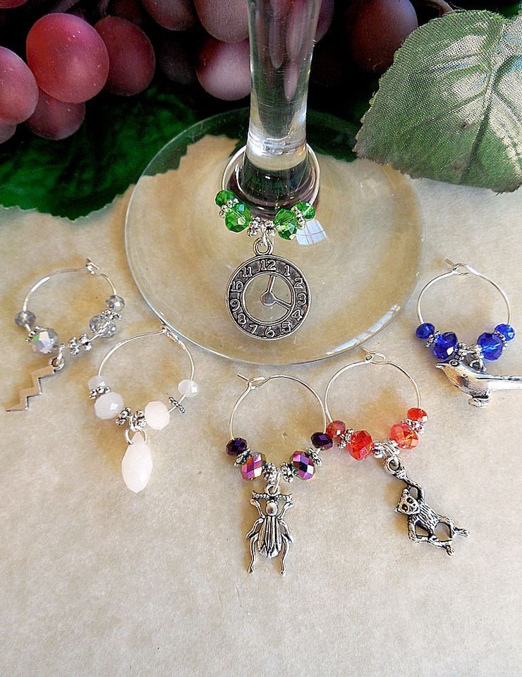 6 Wine Glass Charms Inspired by Hunger Games, Catching Fire, Mockingjay ...