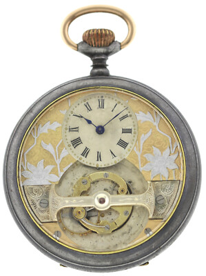 Rarität Mobilis Minuten Tourbillon Patent 7888/1905 Ø 53mm Eisen ...