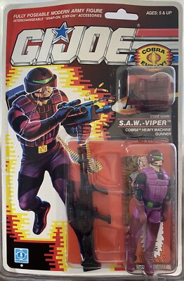 VINTAGE HASBRO 1989 GI JOE COBRA SAW VIPER MOC 34 BACK CLEAR SEALED ...