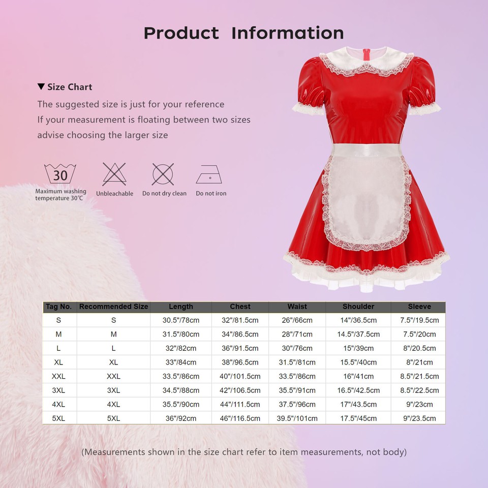 UK Lady Sexy Maid Uniform Costume Wet Look Lace PVC Leather Cosplay ...