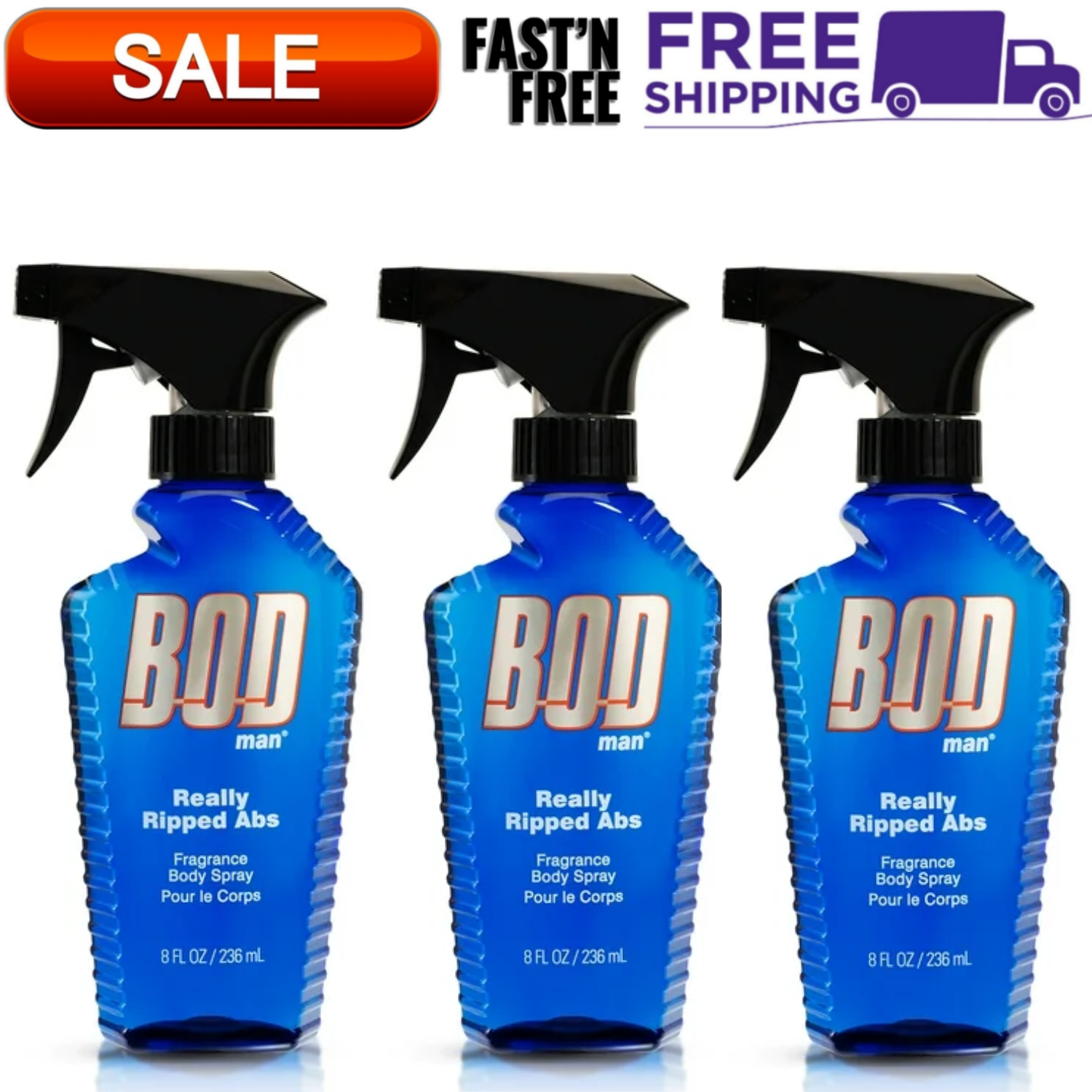BOD Man Fragrance Body Spray, Really Ripped Abs, 8 fl oz ( Pack of 3 ...