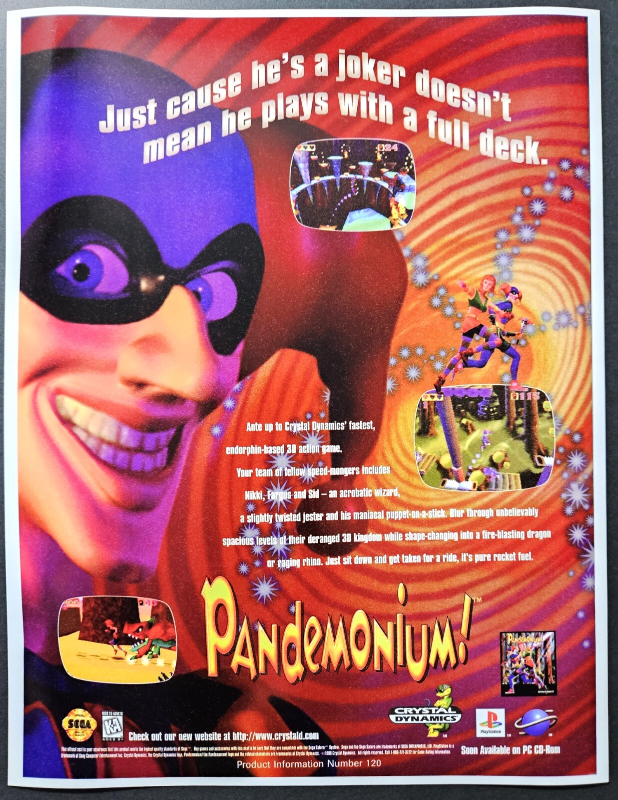 Pandemonium Playstation 1 Sega Saturn PC Game Promo Ad Art Print Poster ...