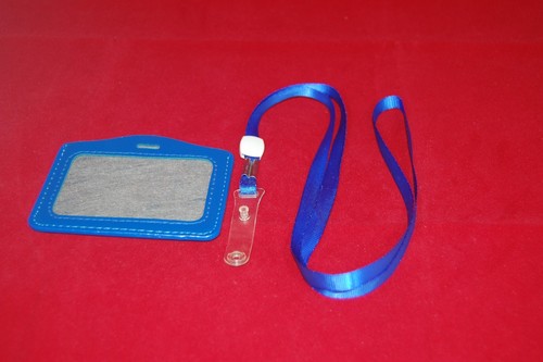 2 Pcs Horizontal Style Name Tag ID Badge Card Holders Blue Clear with ...