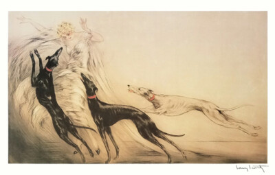 Coursing II by Louis Icart Rare Art Print Female Woman With Dogs 16x25 ...