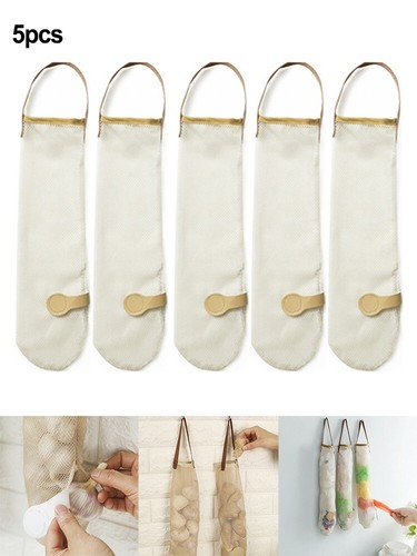 Hanging Garlic Net Bags Set of 5 Durable Construction for Convenient ...