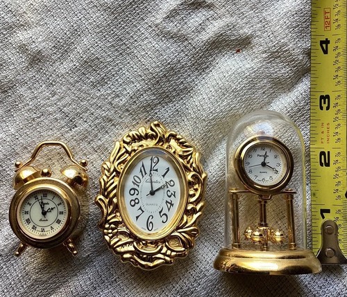 Vintage Miniature Clocks 3 Pc. Lot Untested Goldtone/brass Color | eBay