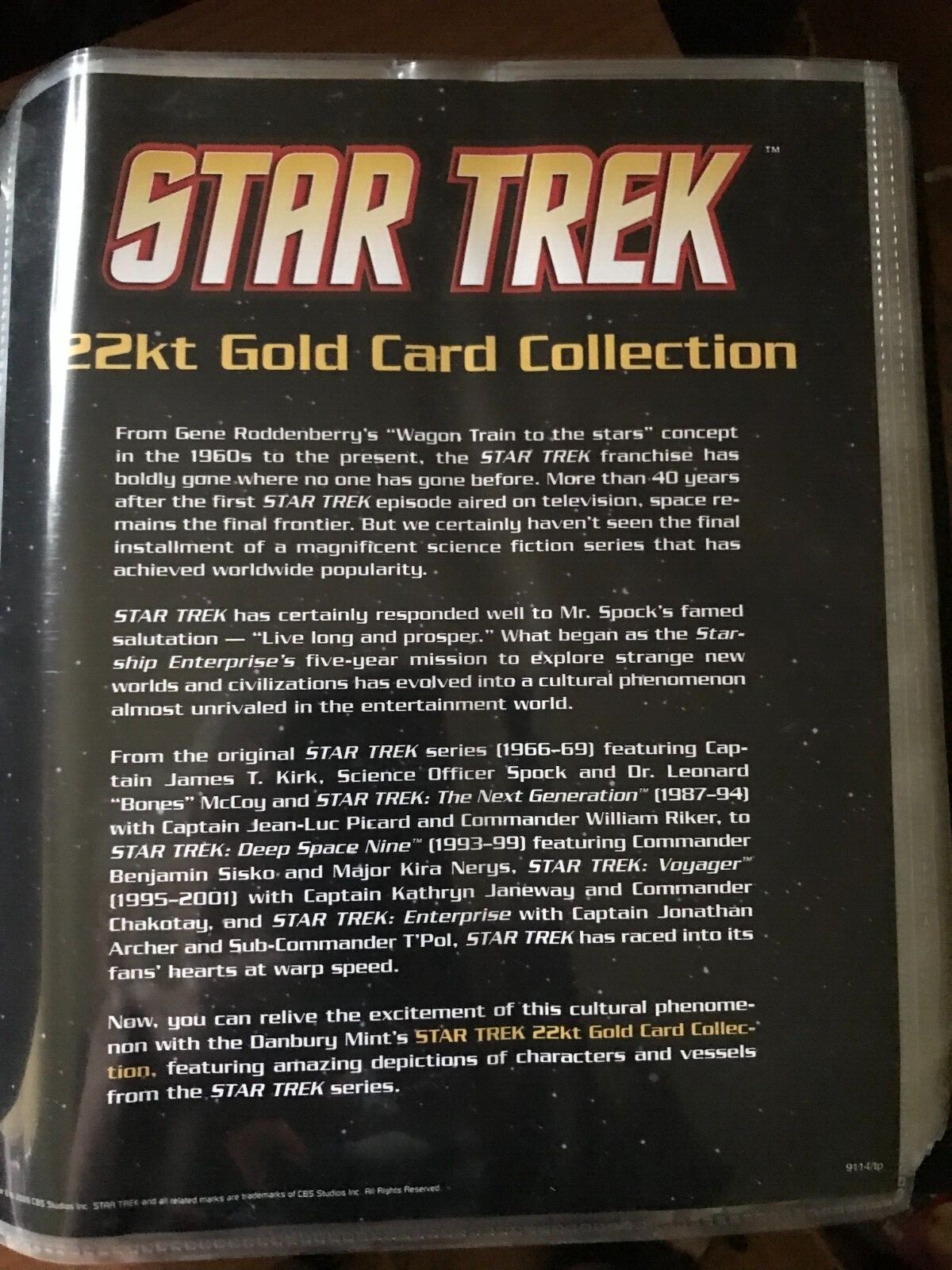 Star Trek Complete Series of 60 22 KT Gold Cards and Binder by Danbury ...