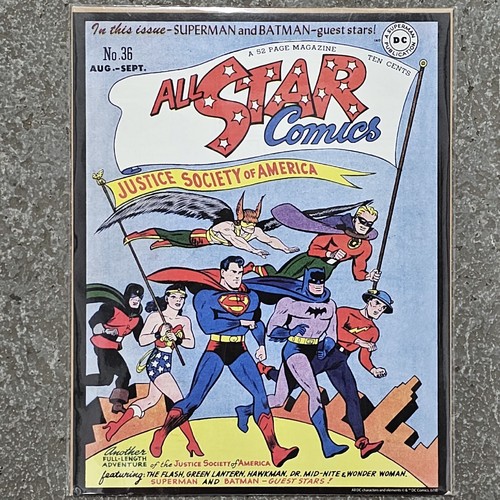 Superman ALL STAR COMICS #36 1947 DC Comic JUSTICE SOCIETY 11x14 Poster ...