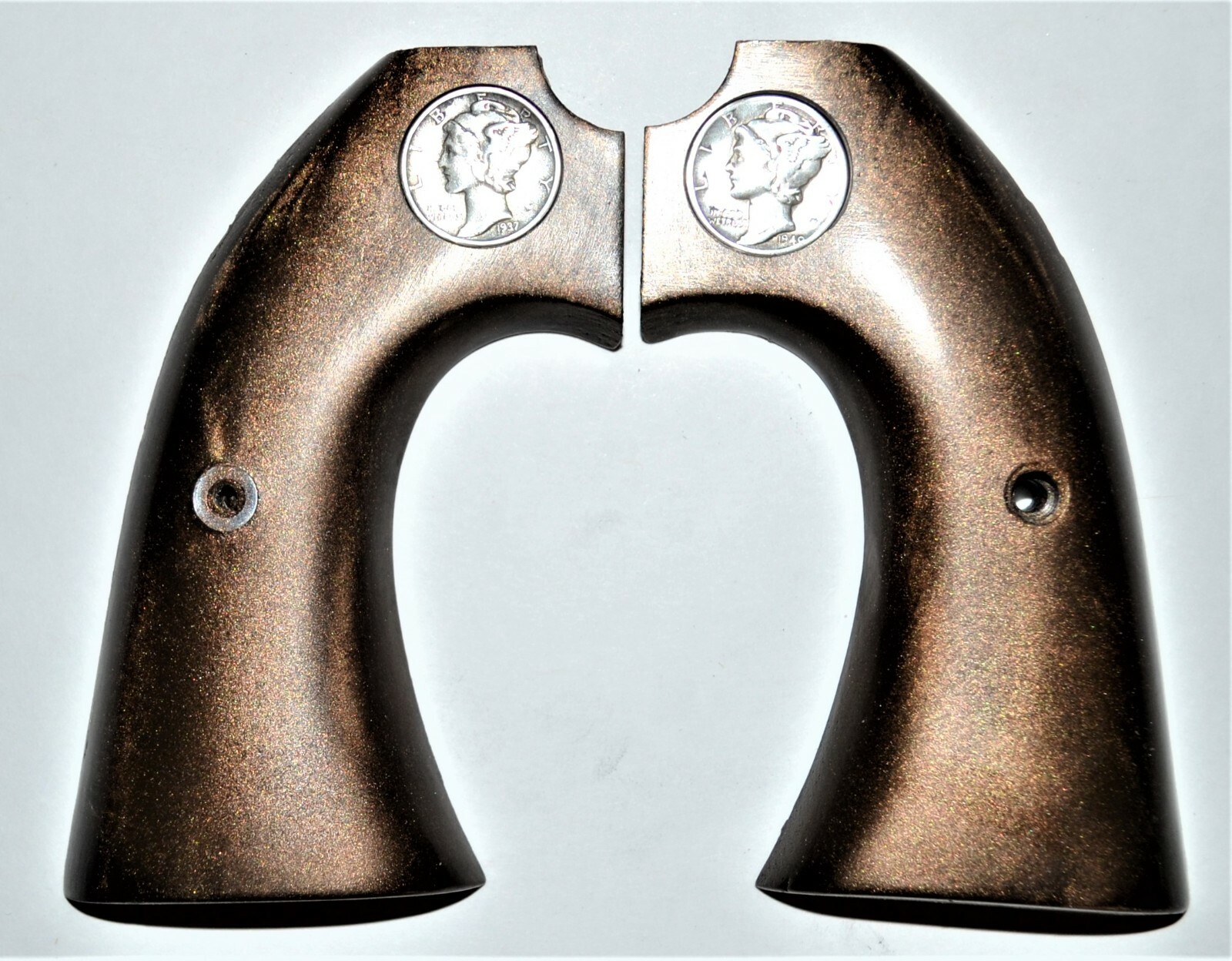 Cimarron Colt Bisley Pistol Grips dark brown plastic with mercury dimes ...