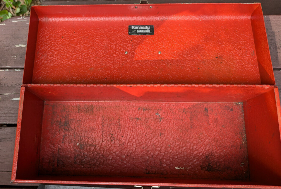 Vtg Red KENNEDY Metal Tool Box w/ Tray KK-19 19x7x7.5 Made In USA ...