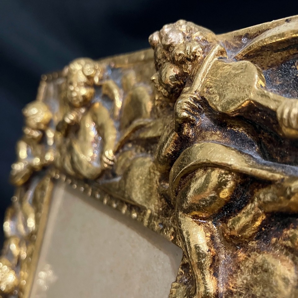 Gold cherub picture frame 9x11 for 5x7 photo, romantic Victorian, resin ...