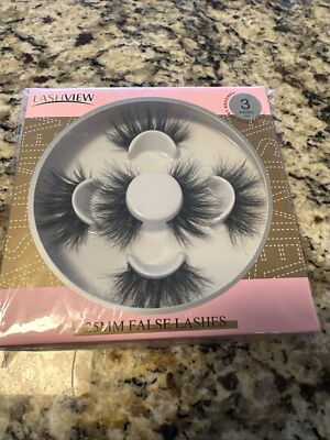 LASHVIEW 25MM Lashes Mink 3 Pairs False Eyelashes Dramatic Look lashes ...