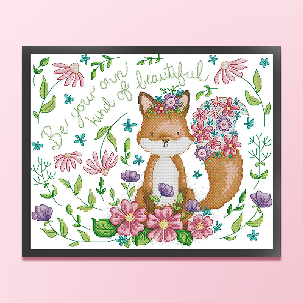 Partial Embroidery Eco-cotton Thread 14CT Counted Fox Cross Stitch Kit ...