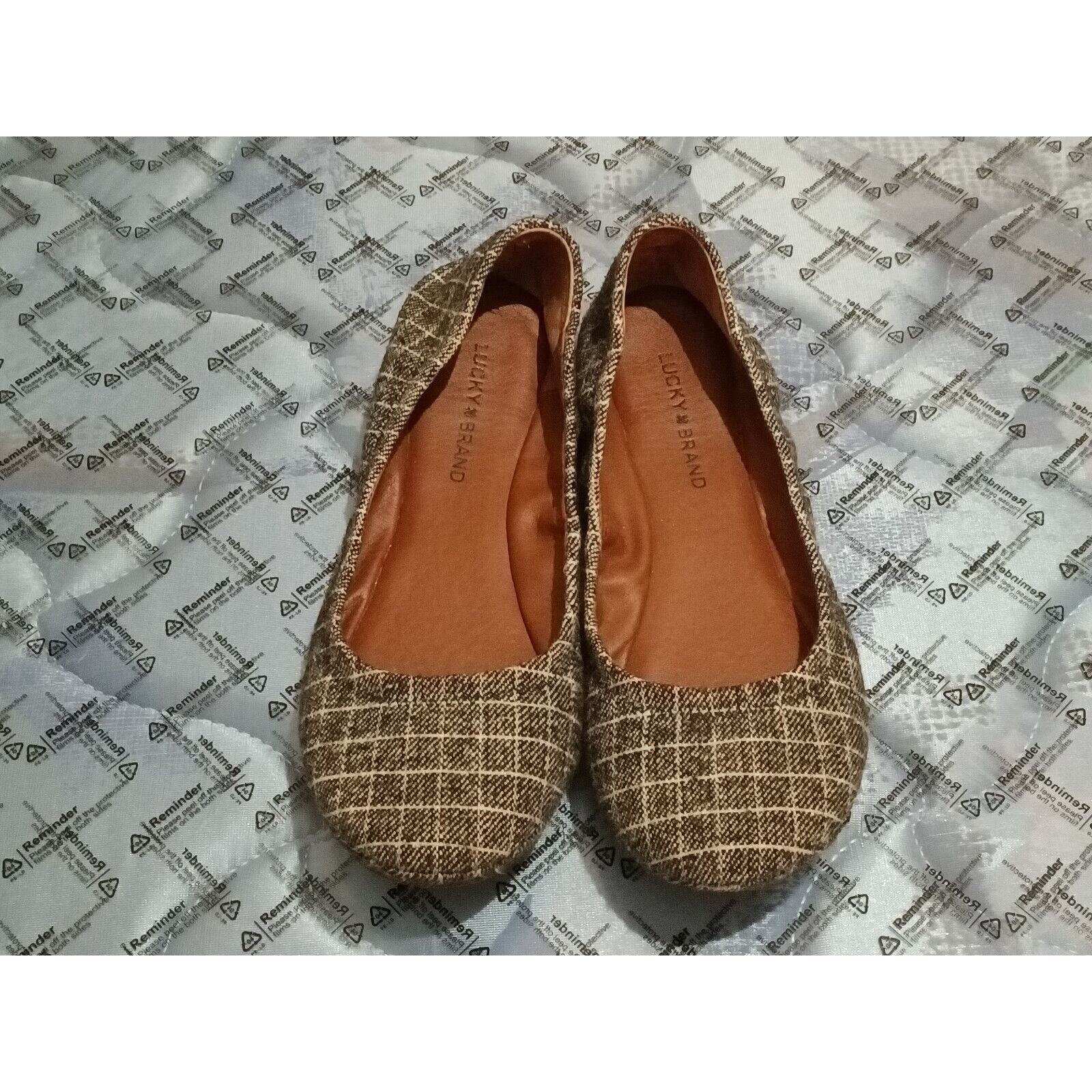 LuckyBrand Shoes Womens 9.5/M Emmie Ballet Plaid Flats Black White ...