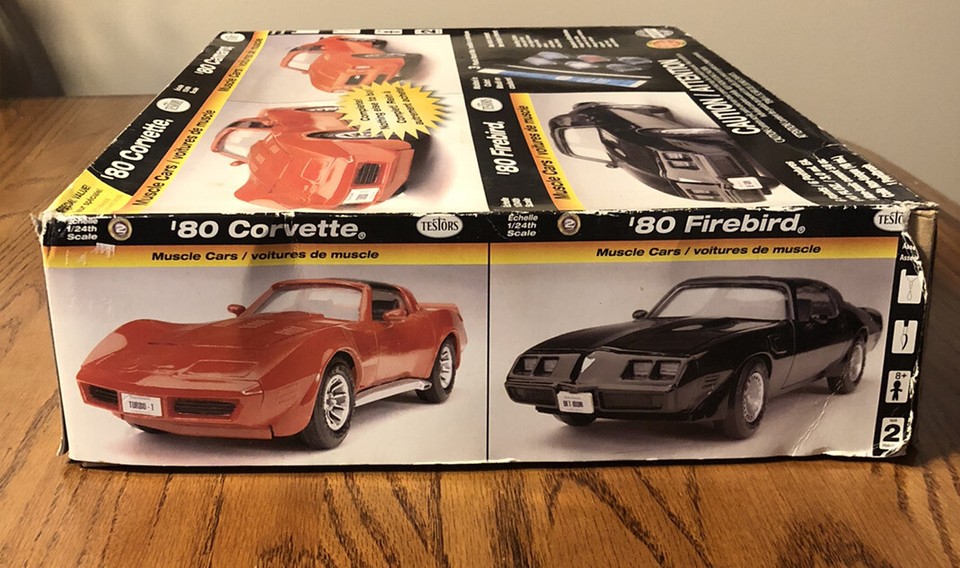 Testors Model Car Kits Set of 3! 1980 Corvette, Firebird, & Camaro 1/24 ...