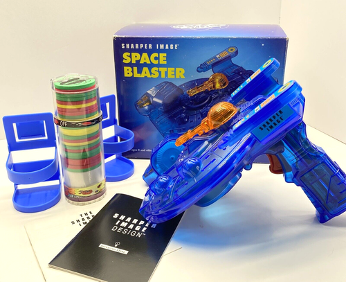 Space Blaster Rapid Fire Action Sharper Image Toy Gun Air Discs Blue ...