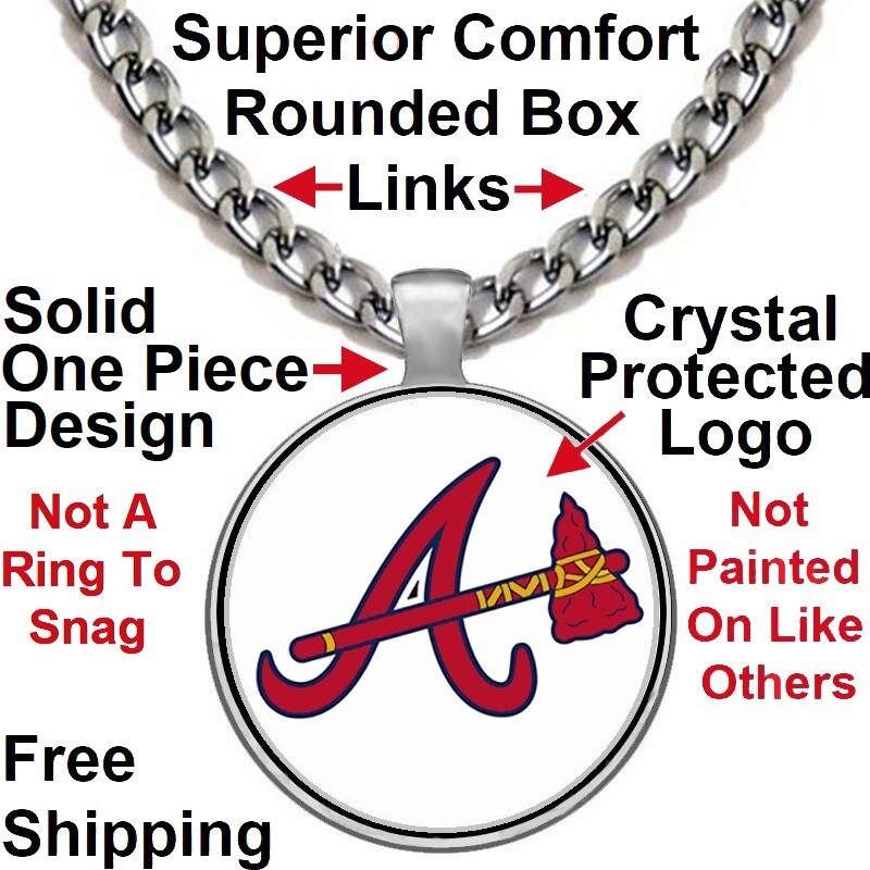 Large Atlanta Braves Stainless Steel Chain Link Pendant Necklace Free ...