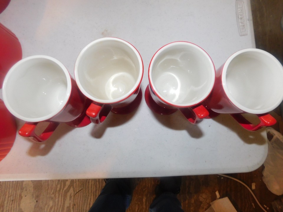 4 RED HALL CHINA MUGS WITH HANDLES | eBay