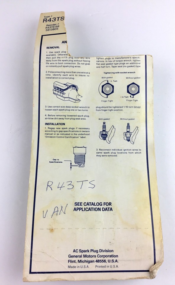 Vintage AC Delco R43TS Spark Plug Lot Of 5 New Old Stock | eBay