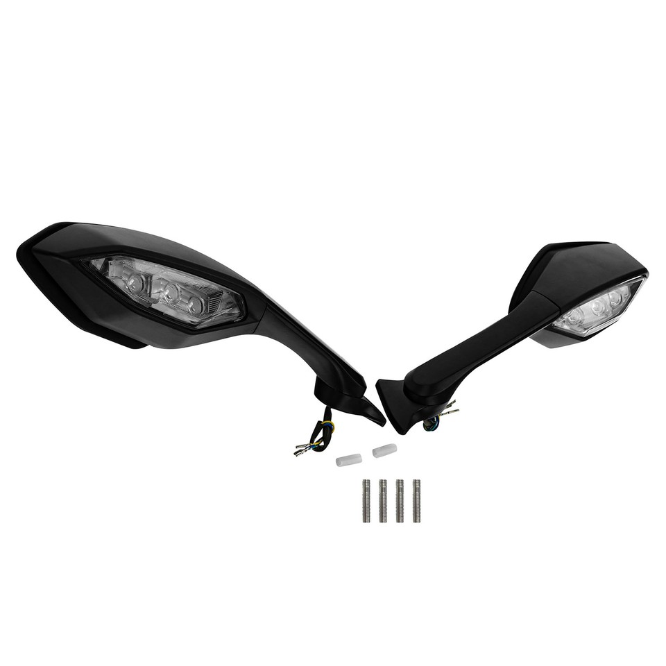 Black Rear View Mirror LED Turn Signals Fit For Yamaha YZF R1 15-24 YZF ...