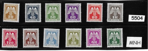 MNH 1943 WWII stamp set Sc 013-024 Third Reich officials BaM Germany ...
