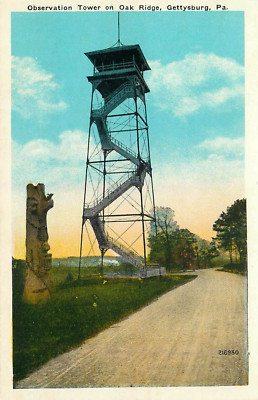 Postcard Gettysburg Observation Tower Oak Ridge Unposted White Border ...