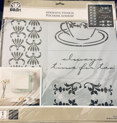 Plaid Folk Art TEA TIME Adhesive Stencil~12 x 12~Quick Ship! | eBay