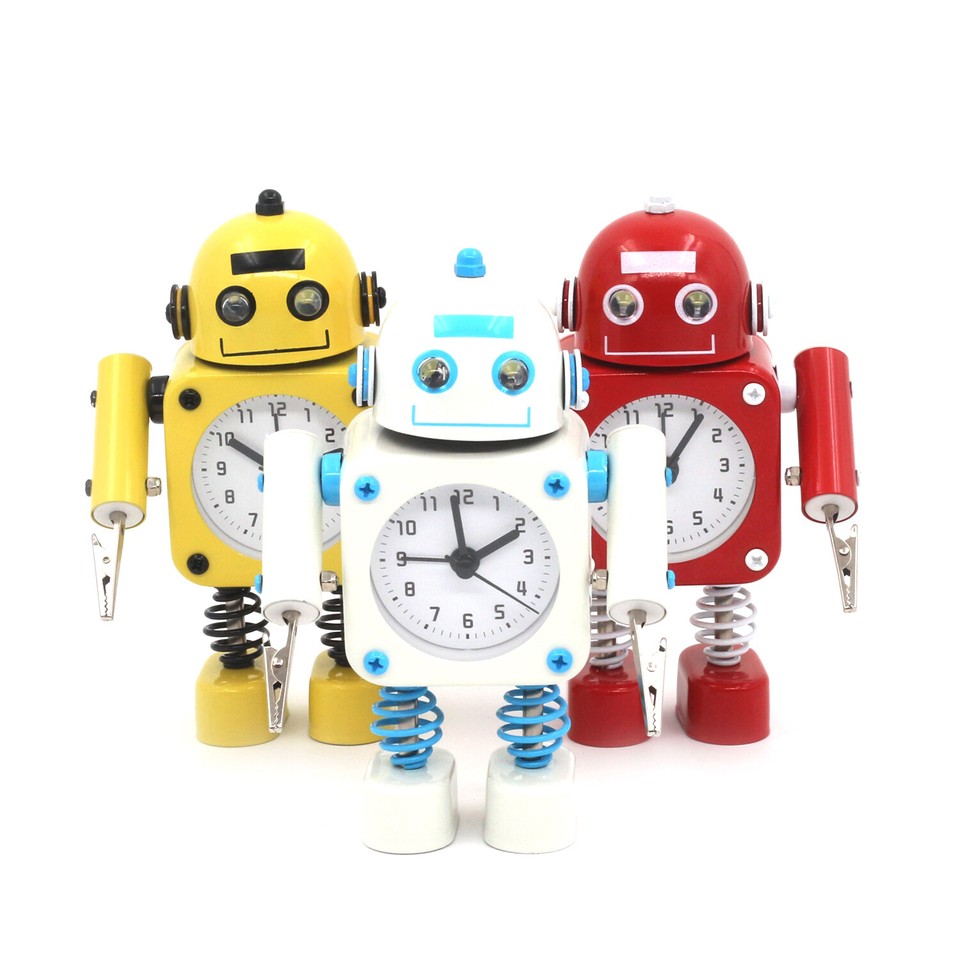 Betus Non-ticking Robot Alarm Clock Stainless Metal Wake-up Clock With ...