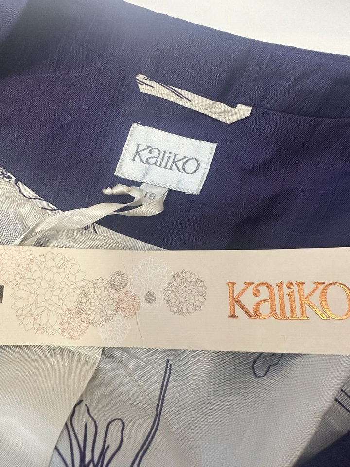 NEW Kaliko UK18 dark purple linen-blend jacket with crinkle finish and ...