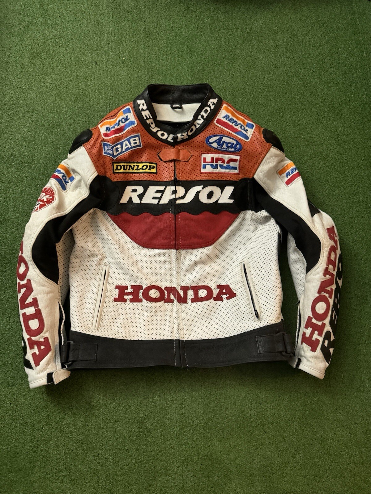 Vintage Honda Repsol Racing Leather Jacket Rare Motor… - Gem