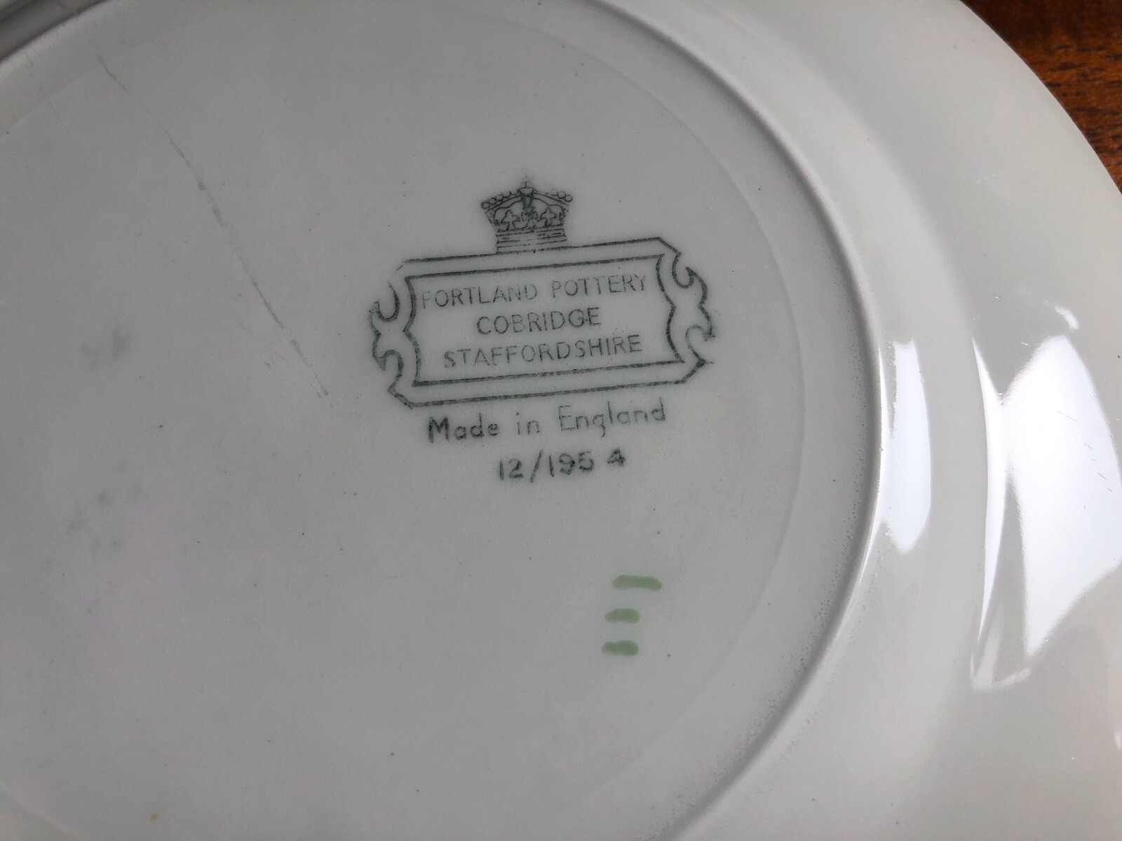 Vintage Portland Pottery Cobridge Plate - Pink / Green Flowers Grey Rim ...