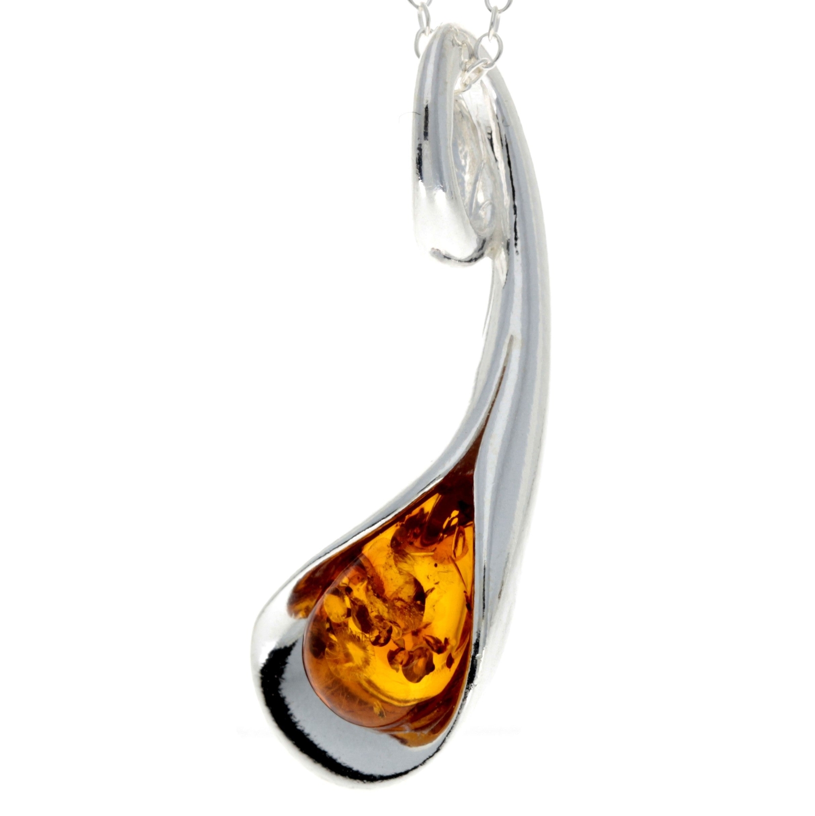 925 Sterling Silver & Baltic Amber Modern Pendant - GL2002 | eBay