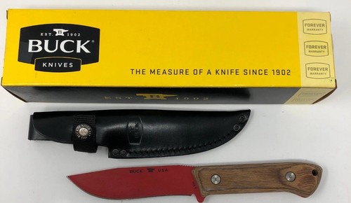Buck 104 Compadre Knife RARE Red NIB Sheath Camp Hunting USA #7953 Hard ...