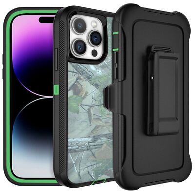 Green Tree Defender Case For iPhone 15 / Plus / Pro / Pro Max / With ...