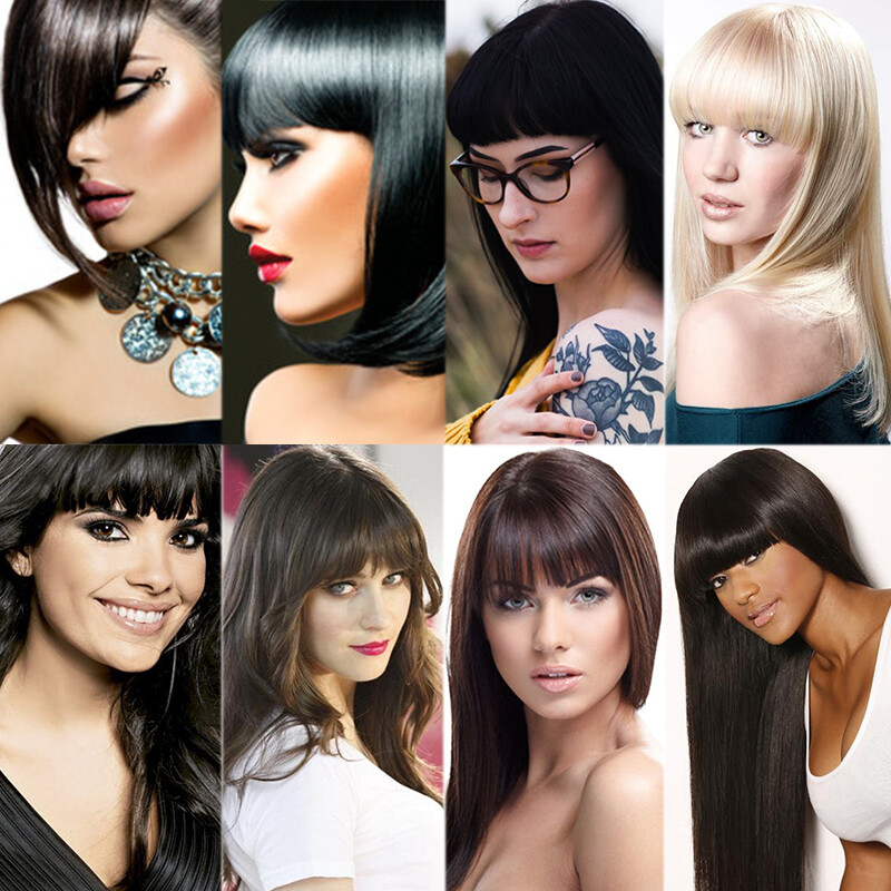 Straight Front Bangs Fringe Piece Clip In Hair Extensions Real Natural ...