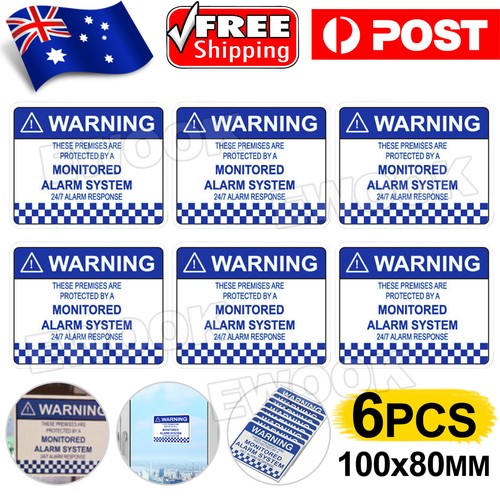 6 x Alarm System Monitored Warning Security Stickers Waterproof ...