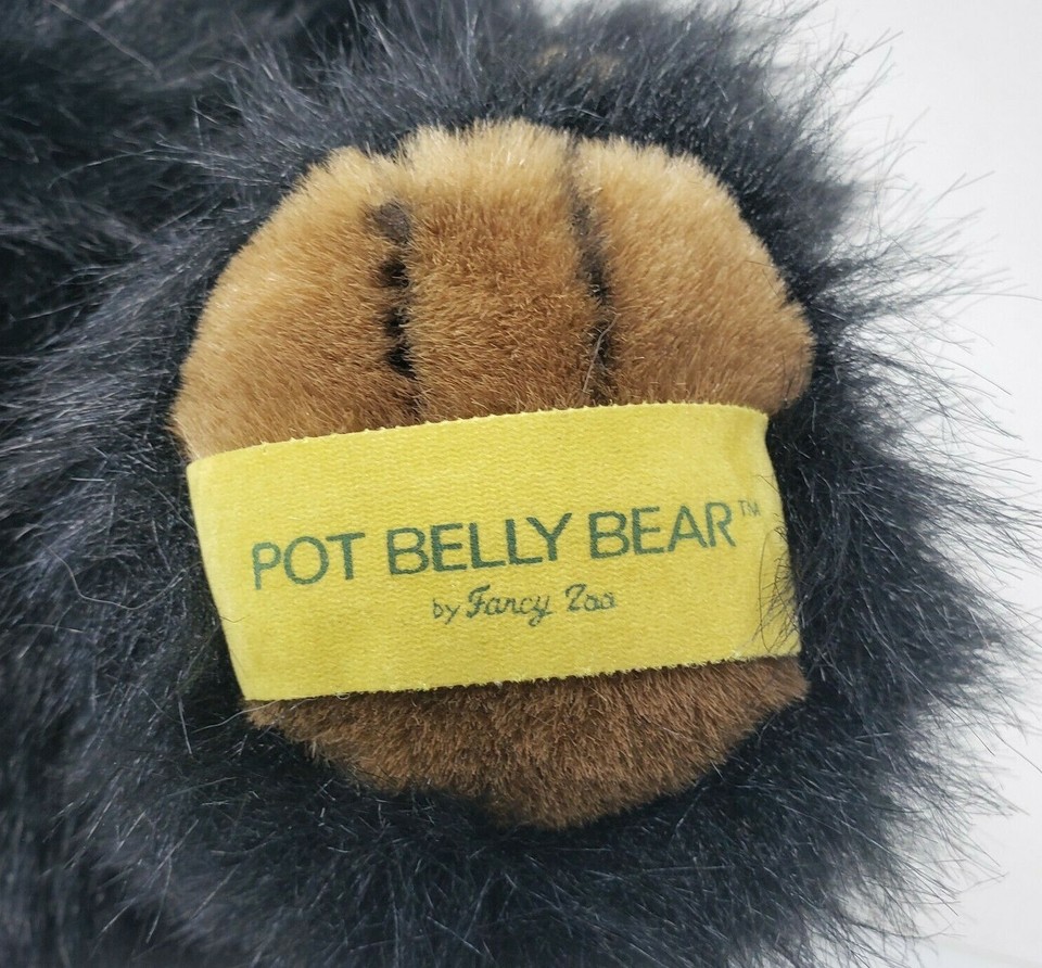 12" VINTAGE A & A FANCY ZOO BLACK POT BELLY TEDDY BEAR STUFFED ANIMAL ...