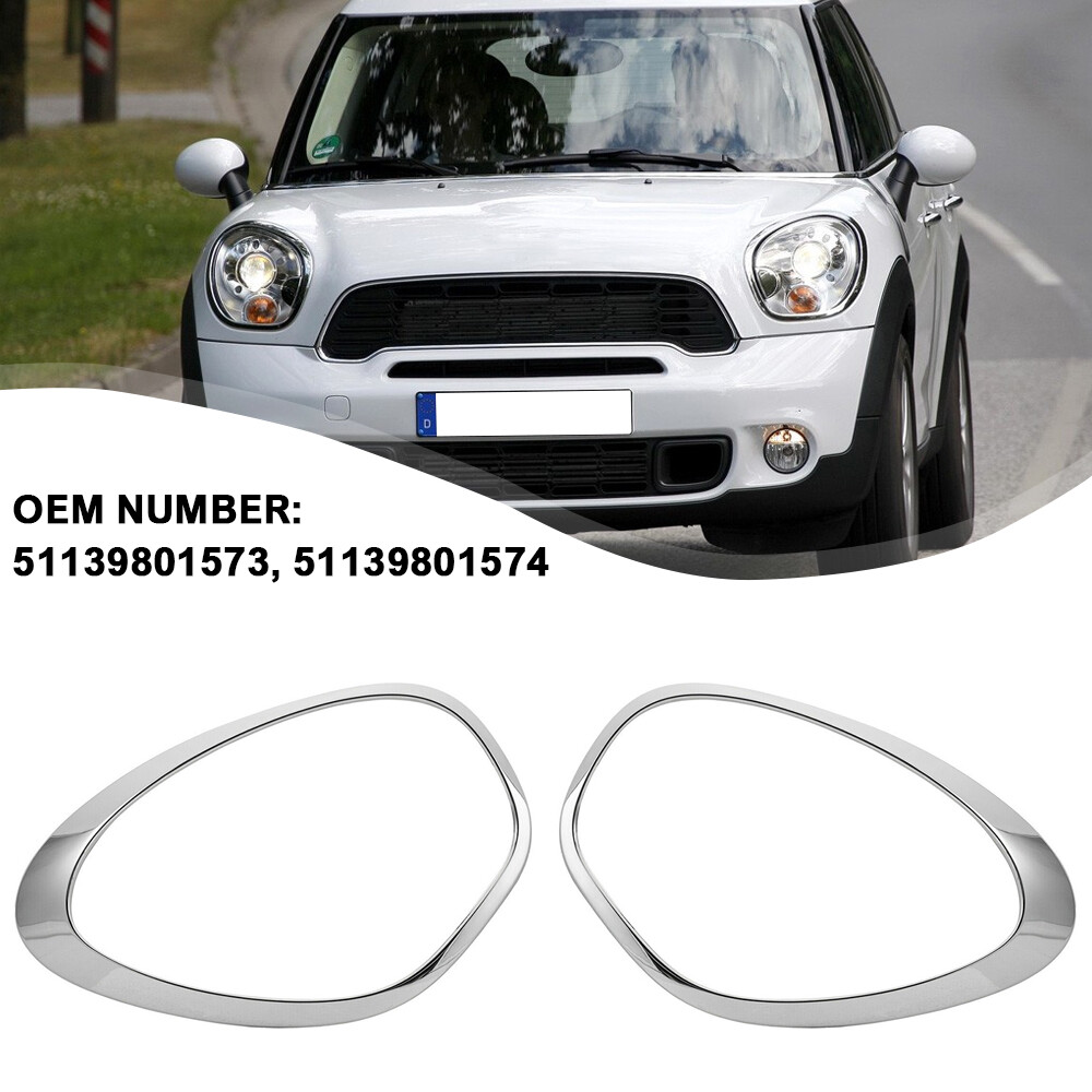 Pair Headlight Lamp Bezel Trim For 11-16 Mini Cooper Countryman R60 ...