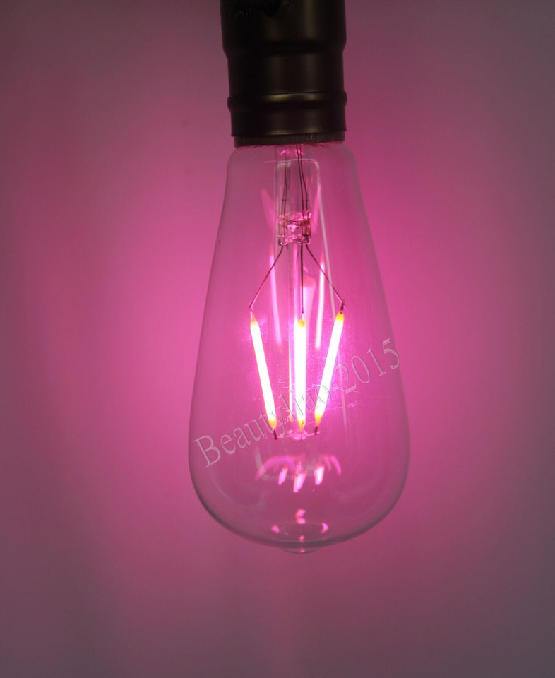 Retro Antique LED Filament Edison Bulb E27 Screw Pink Color Pear 4W ...