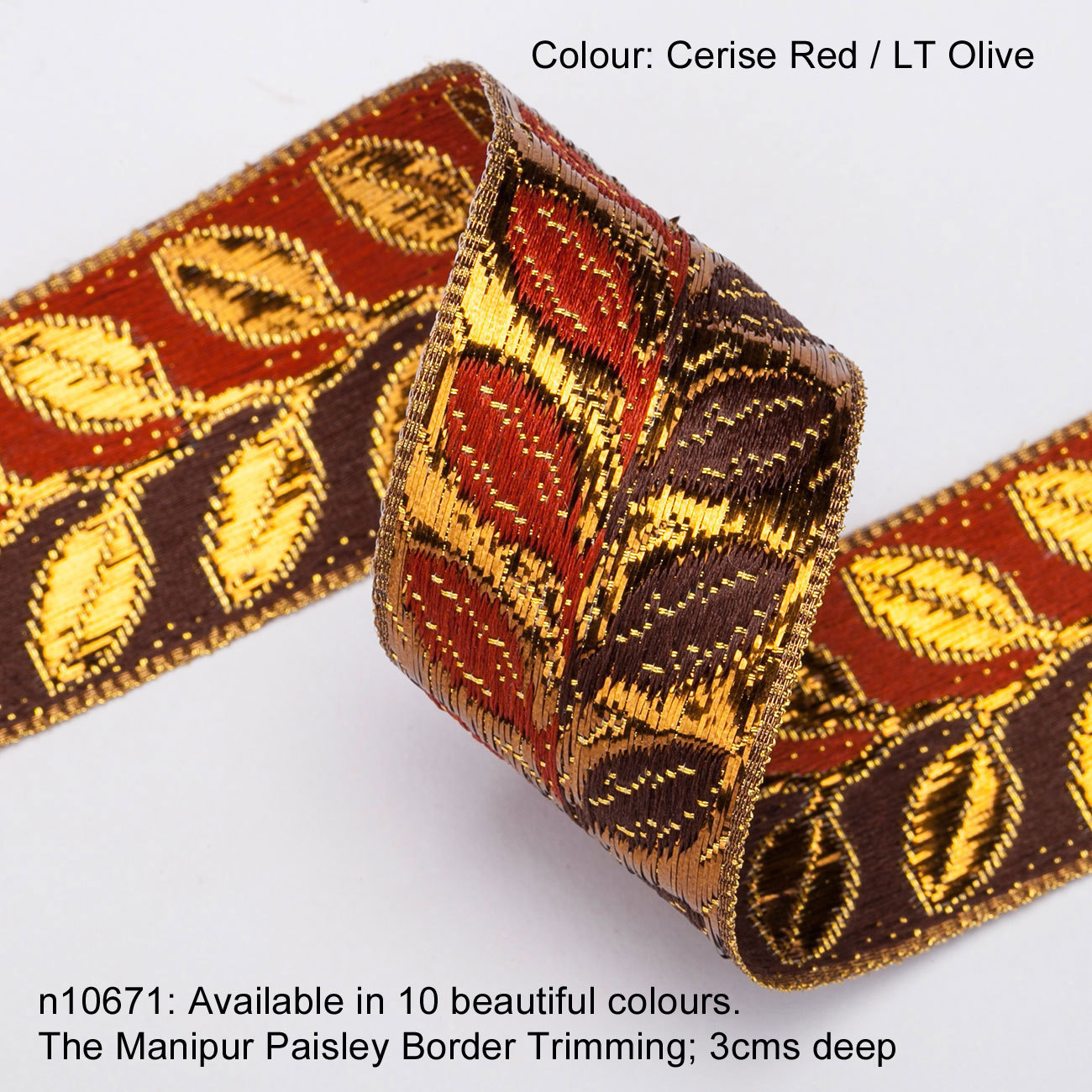 Neotrim Paisley Vine Ribbon Trimming, Vintage Gold Metallic 4cm,Home ...