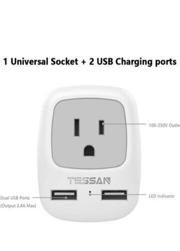TESSAN US to UK Ireland Hong Kong Power Adapter, International Travel ...