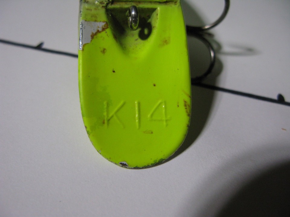 Luhr Jensen (pre Rapala) Kwikfish K14, Neon Chartreuse & Silver, .7oz ...
