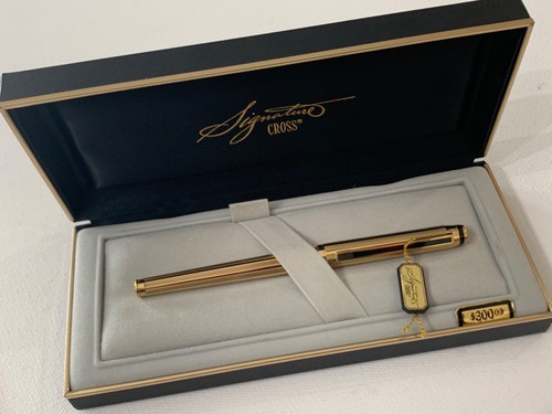 Cross Signature Gold Black 18k Medium Nib Fountain Pen New | eBay