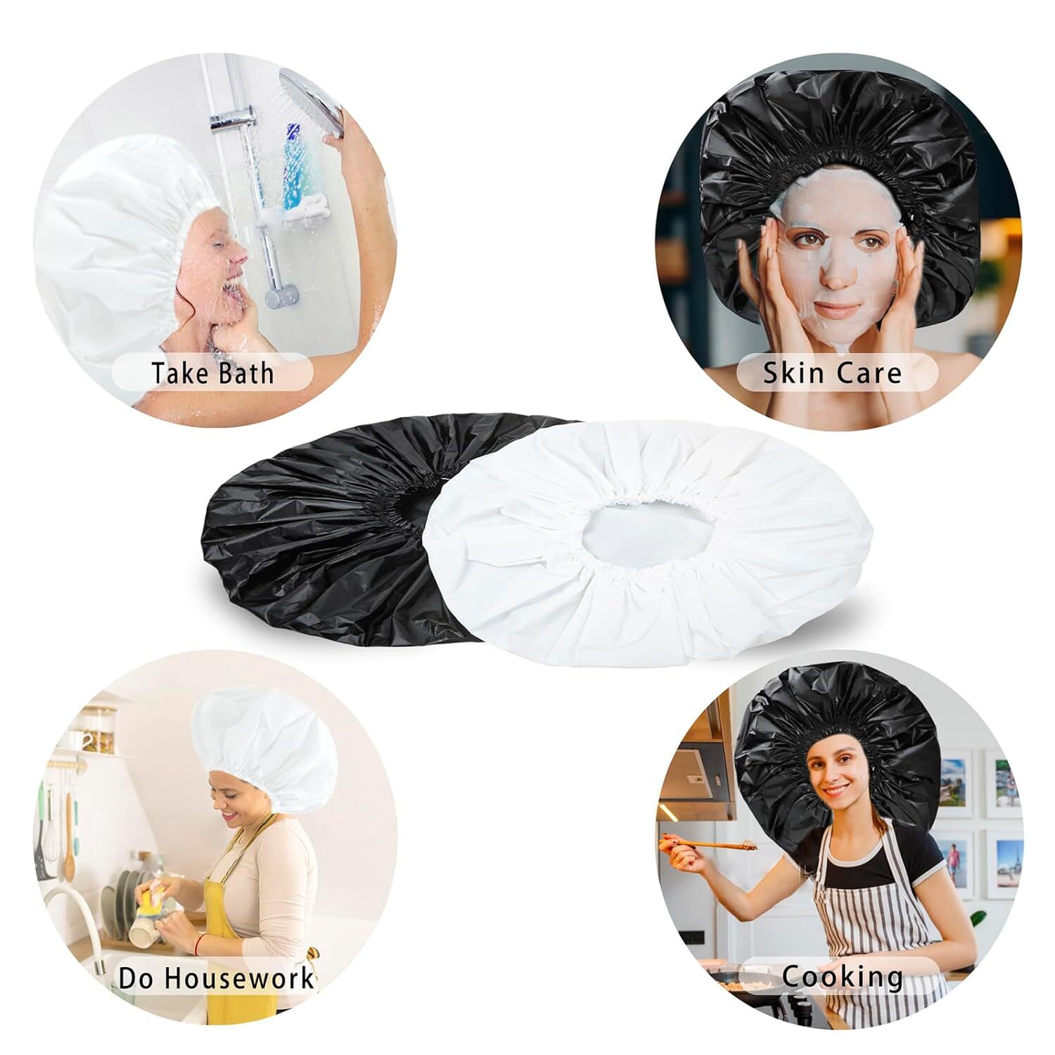 Super Jumbo Shower Cap 2 PCS Waterproof Shower Caps for Women Extra ...