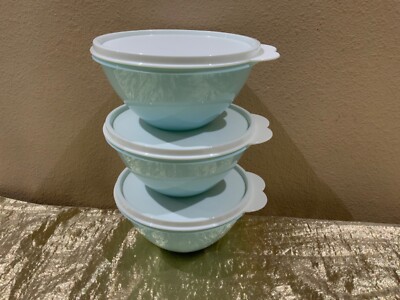 New Set of 3 Tupperware Beautiful Mini Bowls 530ml ea in Light Blue ...